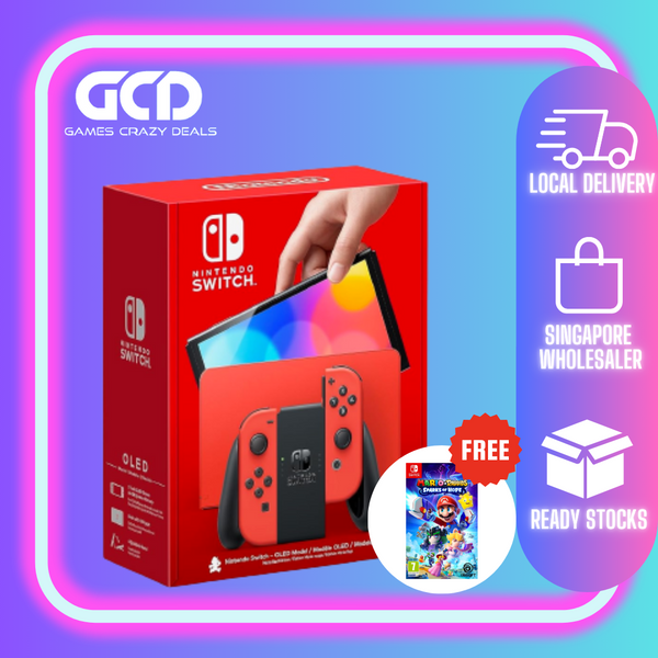 Nintendo Switch Oled Mario Red Edition With Free Mario Rabbids Sparks